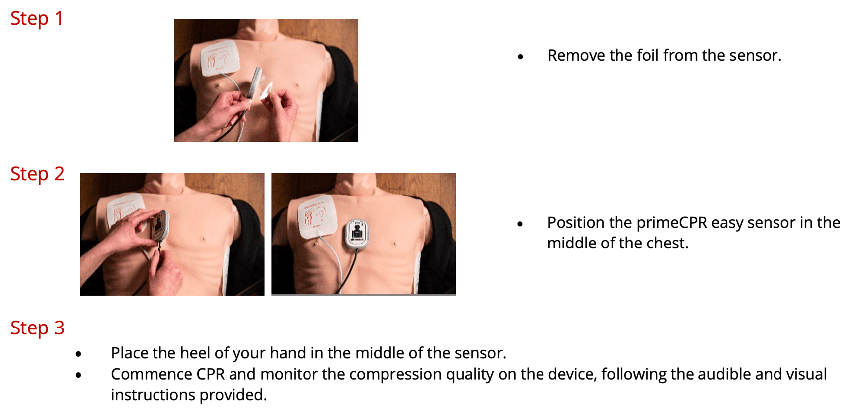 primeCPR easy Feedback with the single patient use sensor